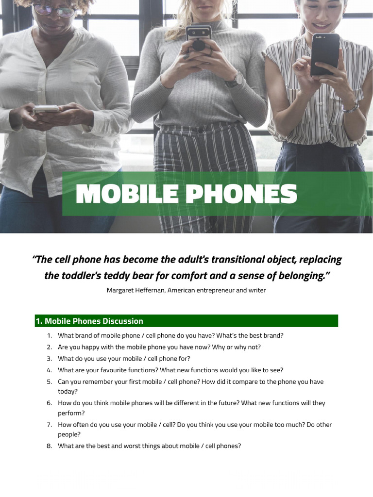 Mobile Phones: Impact and Discussion Topics | PDF | Smartphone | Verb