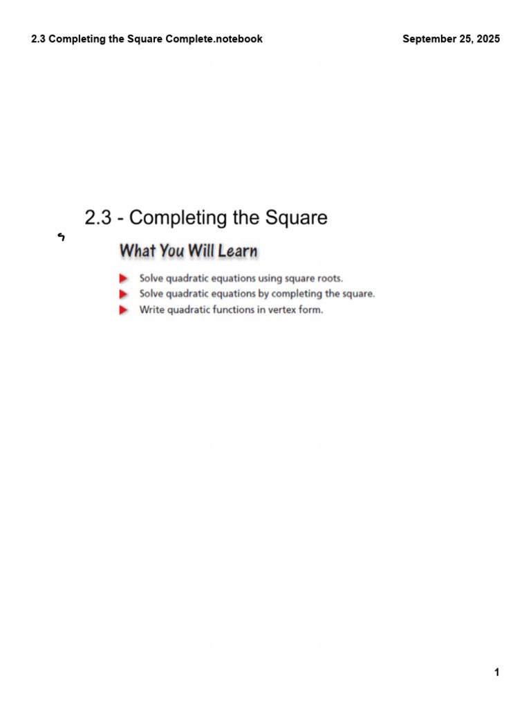 Completing the Square Guide | PDF