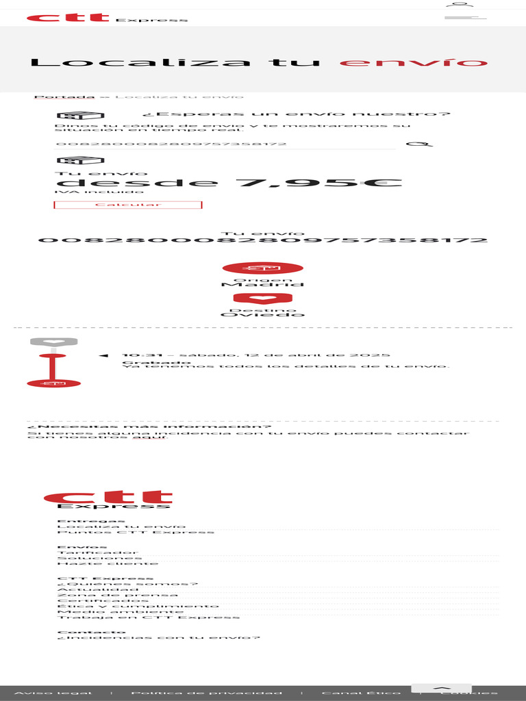 Localizador de Envíos CTT Express | PDF