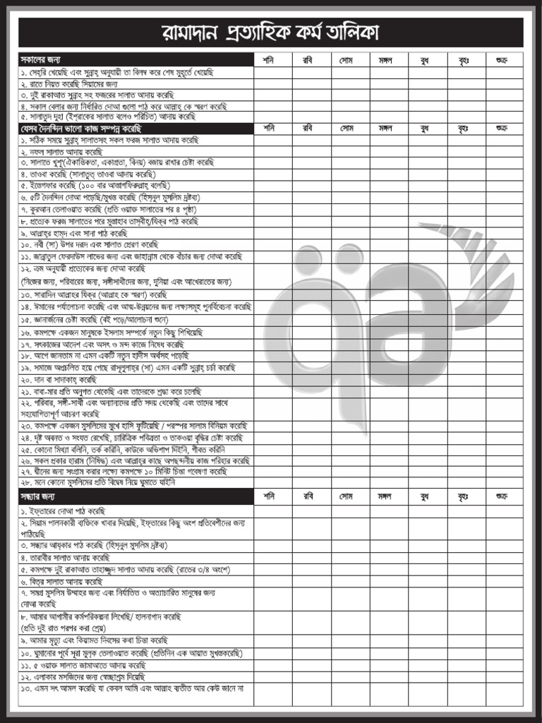 Ramadan Checklist | PDF