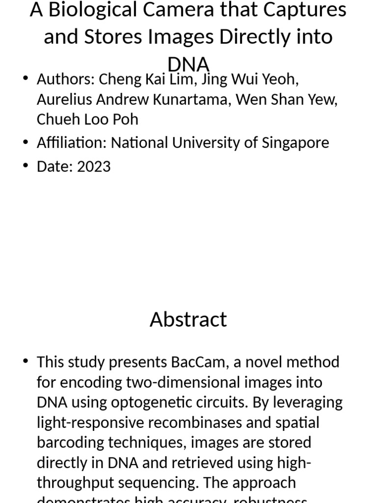 BacCam Detailed Presentation | PDF | Dna Sequencing | Dna