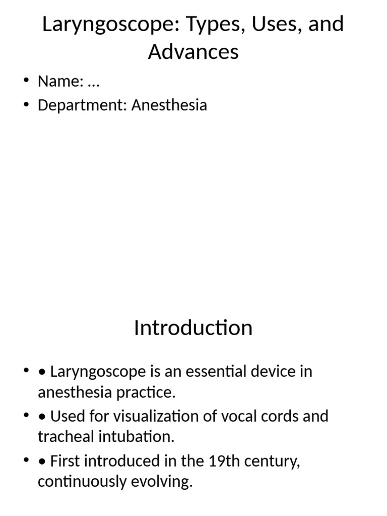 Laryngoscope Overview and Advances | PDF