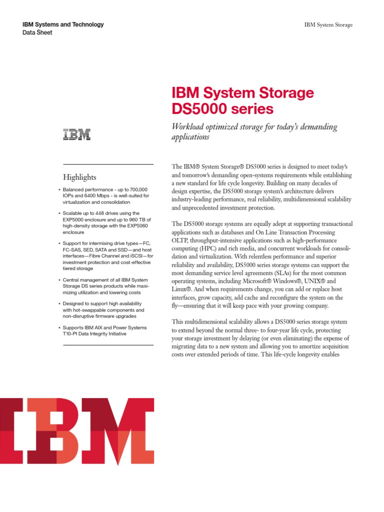 IBM System Storage DS5000 Series: Workload Optimized Storage For Today ...