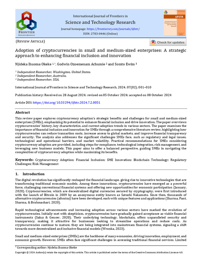Adoption of Cryptocurrencies in Small and Medium-S | PDF ...