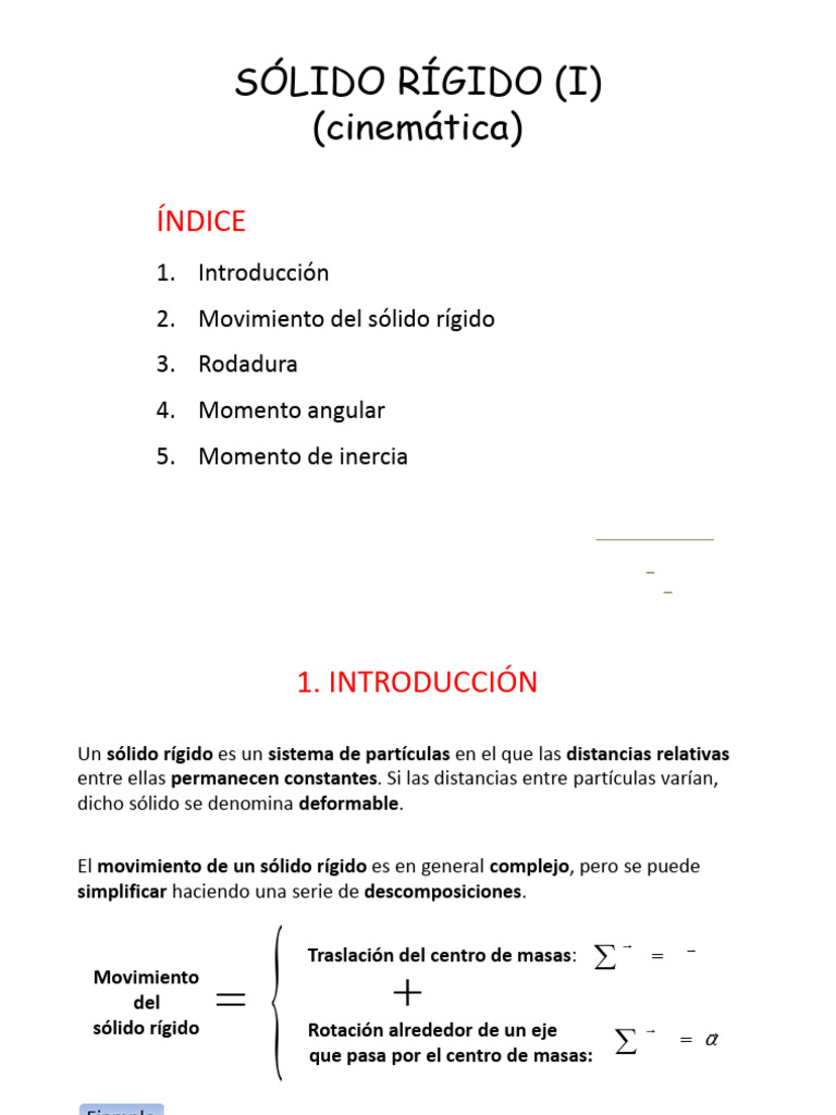 Cinemática del Sólido Rígido | PDF | Rotación | Momento angular