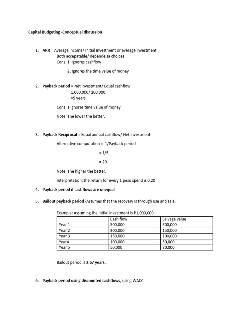 Capital Budgeting Conceptual Discussion | PDF | Net Present Value ...