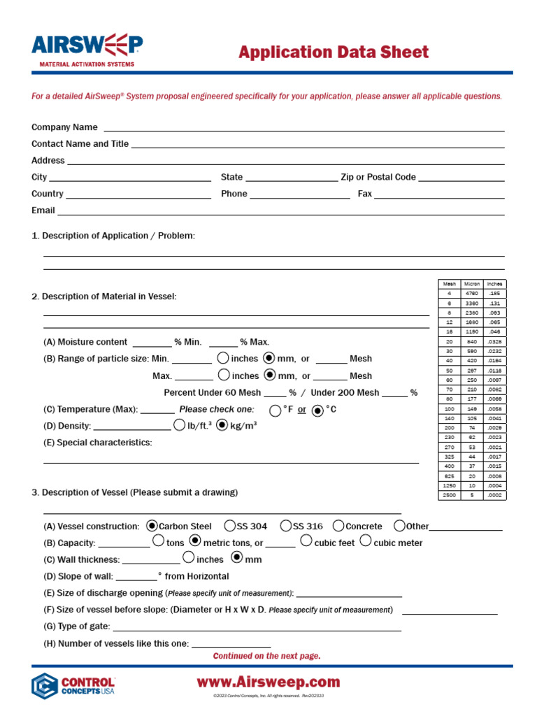 Airsweep Application Data Sheet 10-20-2023 1 SOLIPLAST | PDF ...