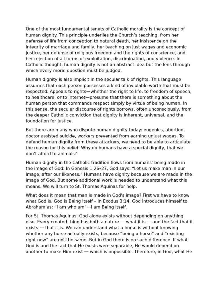 Human Dignity in St. Thomas Aquinas | PDF | Catholic Social Teaching ...
