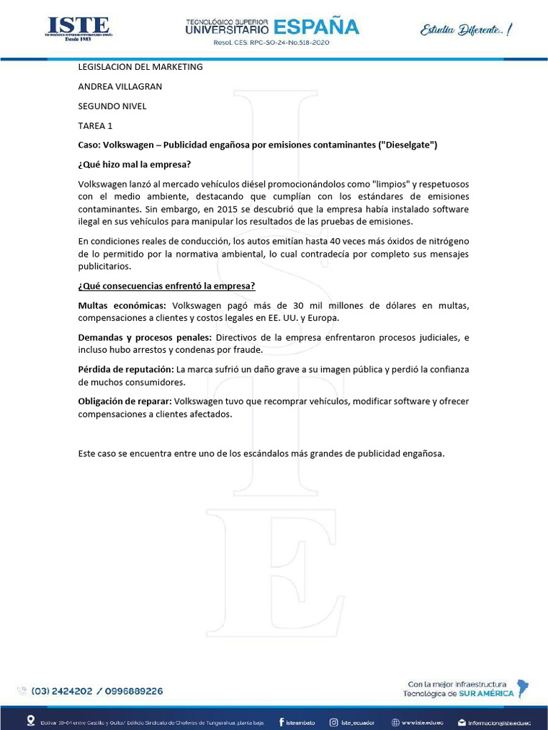 Tarea 1 Caso de Publicidad Engañosa | PDF