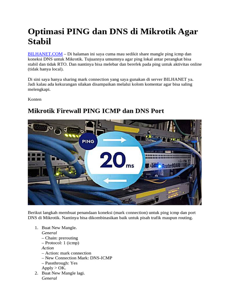 Optimasi DNS dan PING di Mikrotik | PDF