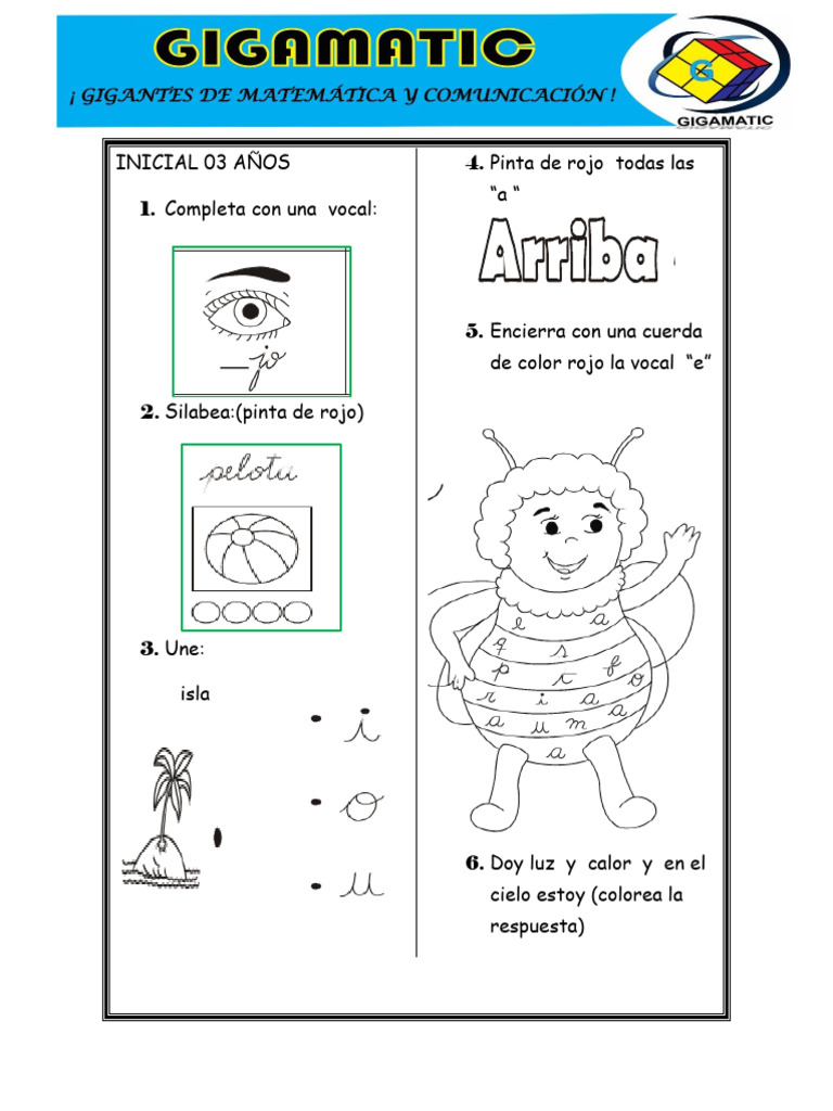 Comunicación - 3, 4 y 5 Años Gigamatic Simulacro | PDF