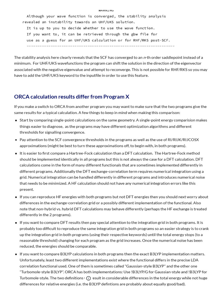 ORCA Input Library - OrCA Common Errors and Problems - pdf5 | PDF | Density Functional Theory ...