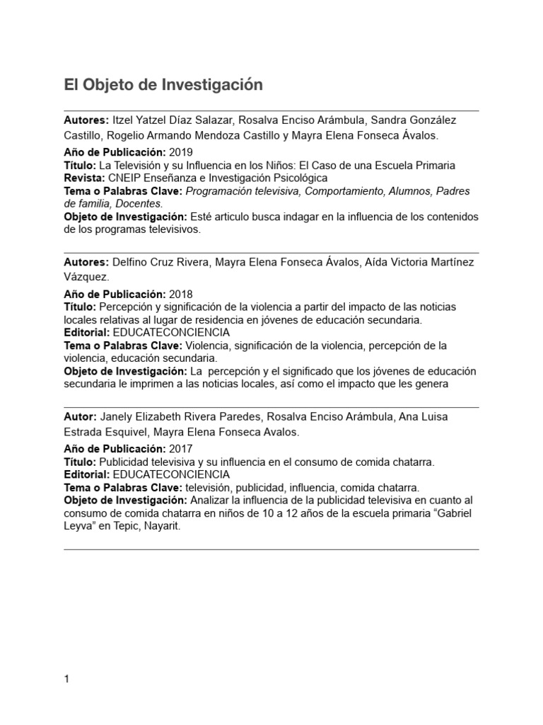 Objeto de Investigación | PDF