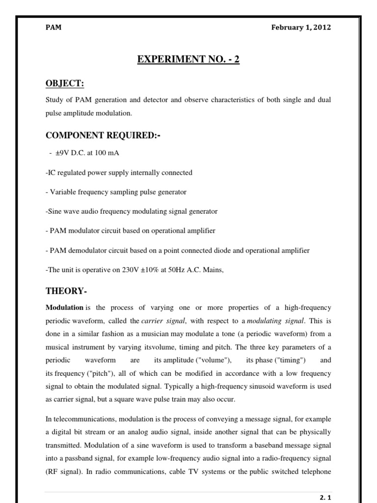 Study PAM Generation and Characteristics | PDF | Digital Signal ...