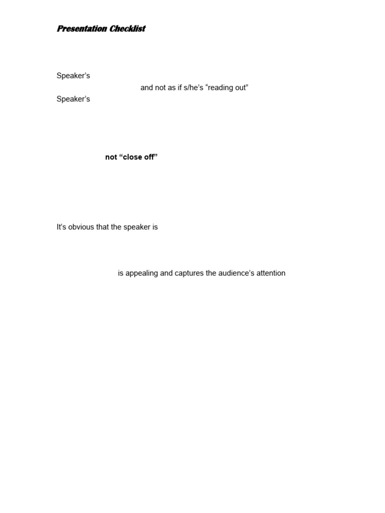 Presentation Checklist | PDF