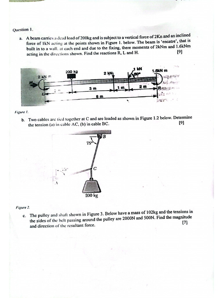Engineering Mechanics Test 1 | PDF