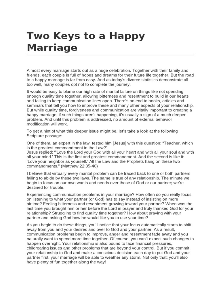 2 Keys To A Successful Marriage | PDF | Marriage | Jesus