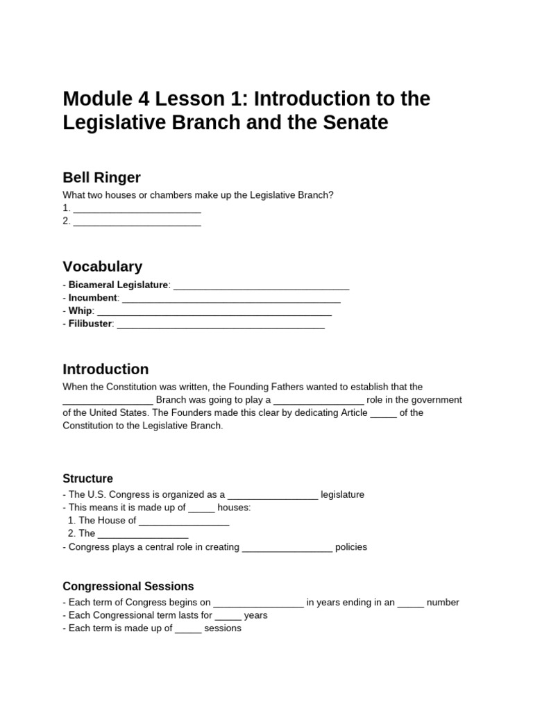 Introduction to the U.S. Senate Structure | PDF | United States ...