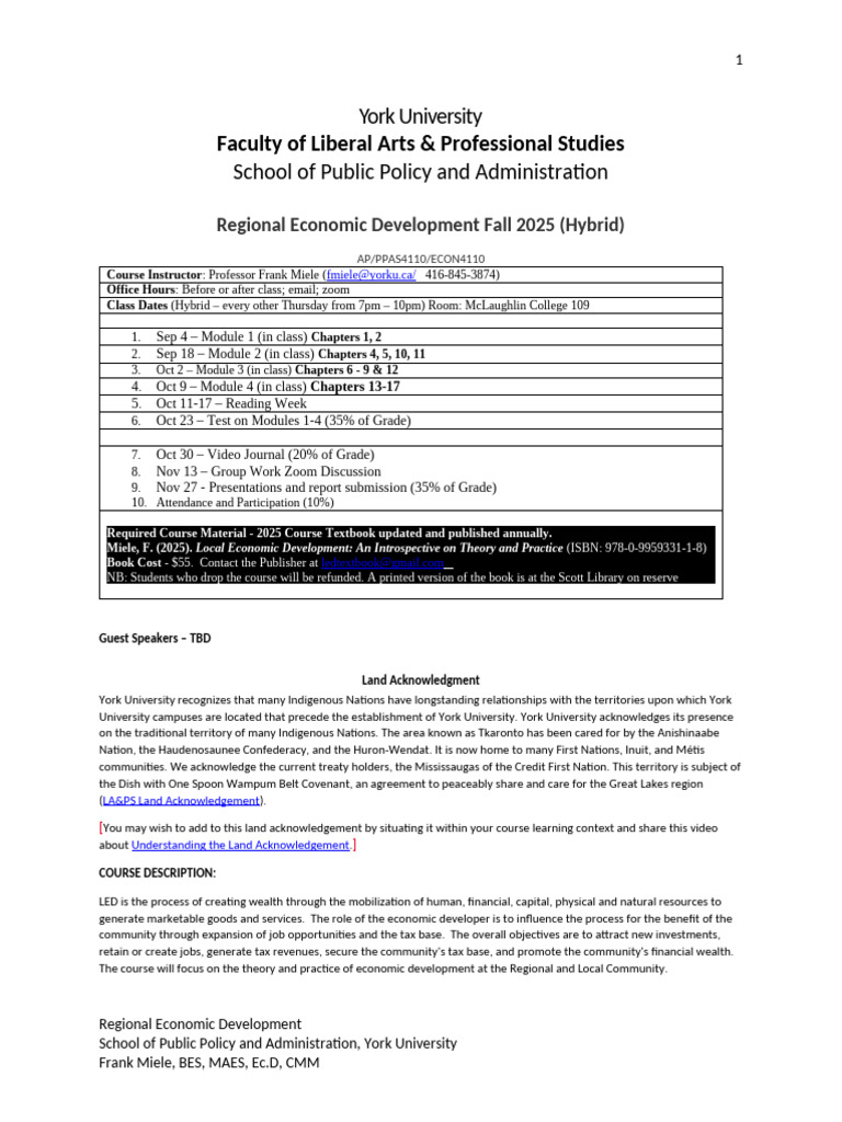 Regional Economic Development Course 2025 | PDF | Turnitin ...