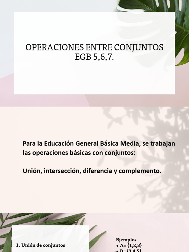Operaciones Básicas con Conjuntos EGB | PDF | Relaciones matematicas ...
