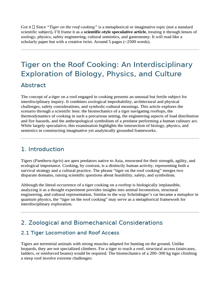Tiger on Roof: A Creative Analysis | PDF | Roof | Fires