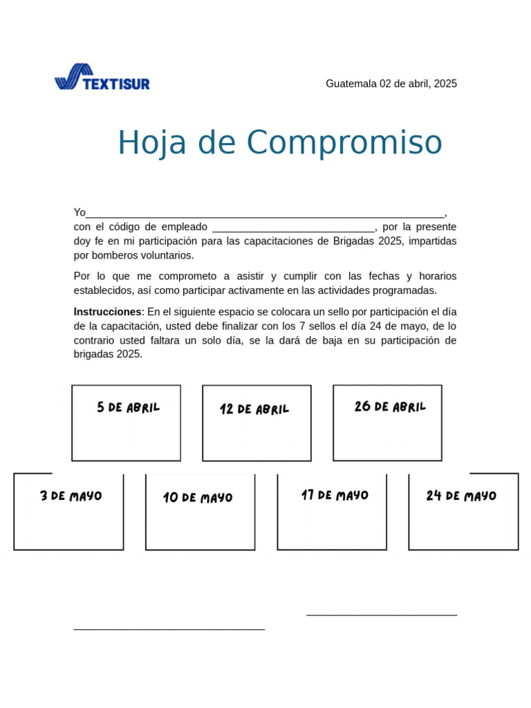Hoja de Compromiso Textisur | PDF