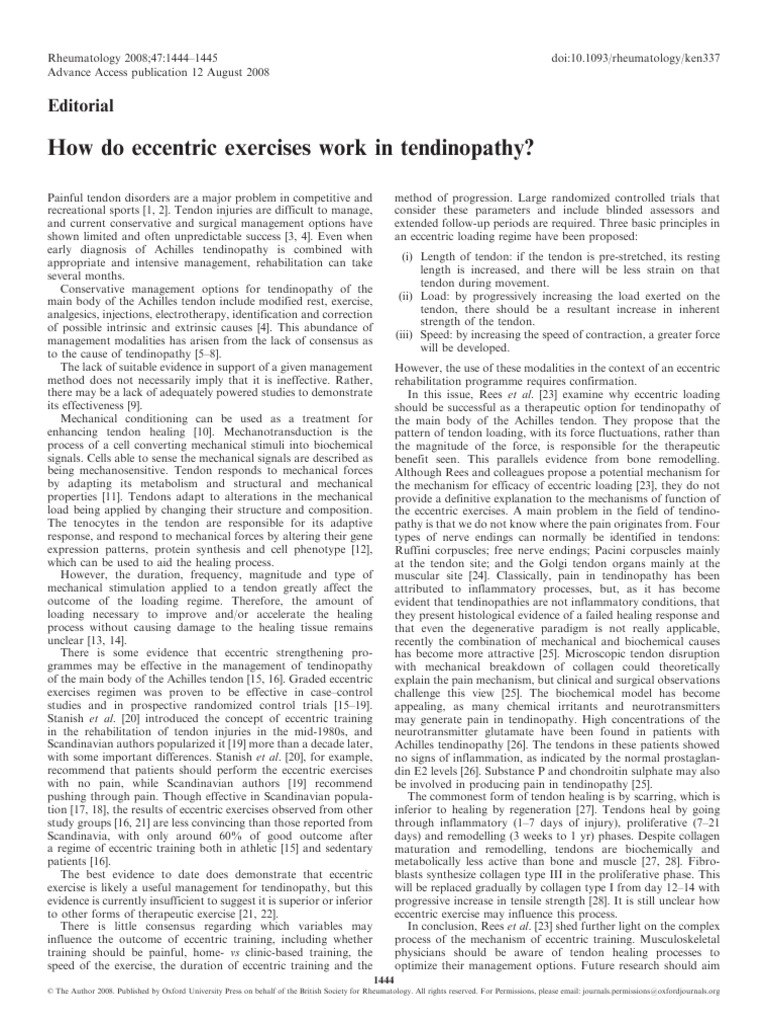 How Do Eccentric Exercises Work in Tendinopathy | PDF | Tendon | Biology