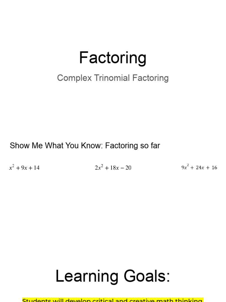 QR 2.4 - Complex Trinomial Factoring | PDF
