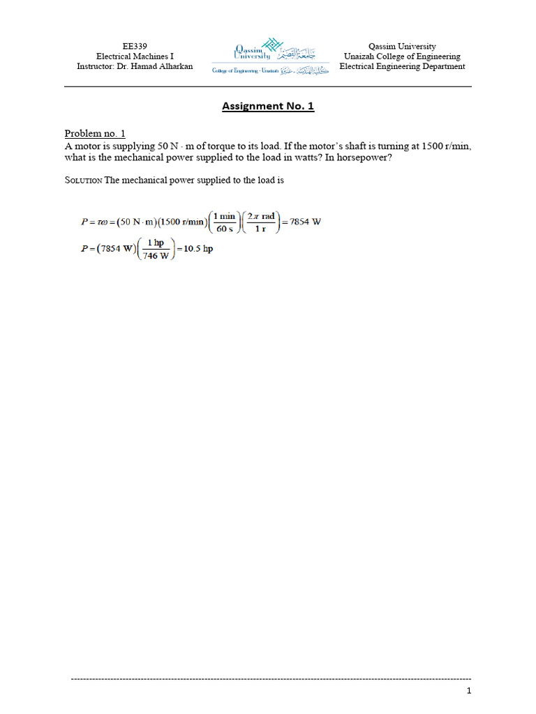 EE339-Assignment-1 Solutions | PDF | Inductor | Electrodynamics