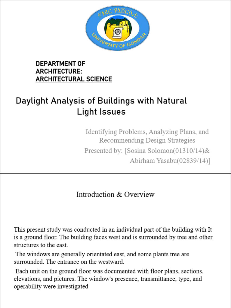 Daylight Analysis Final Presentation | PDF | Window | Architectural Design