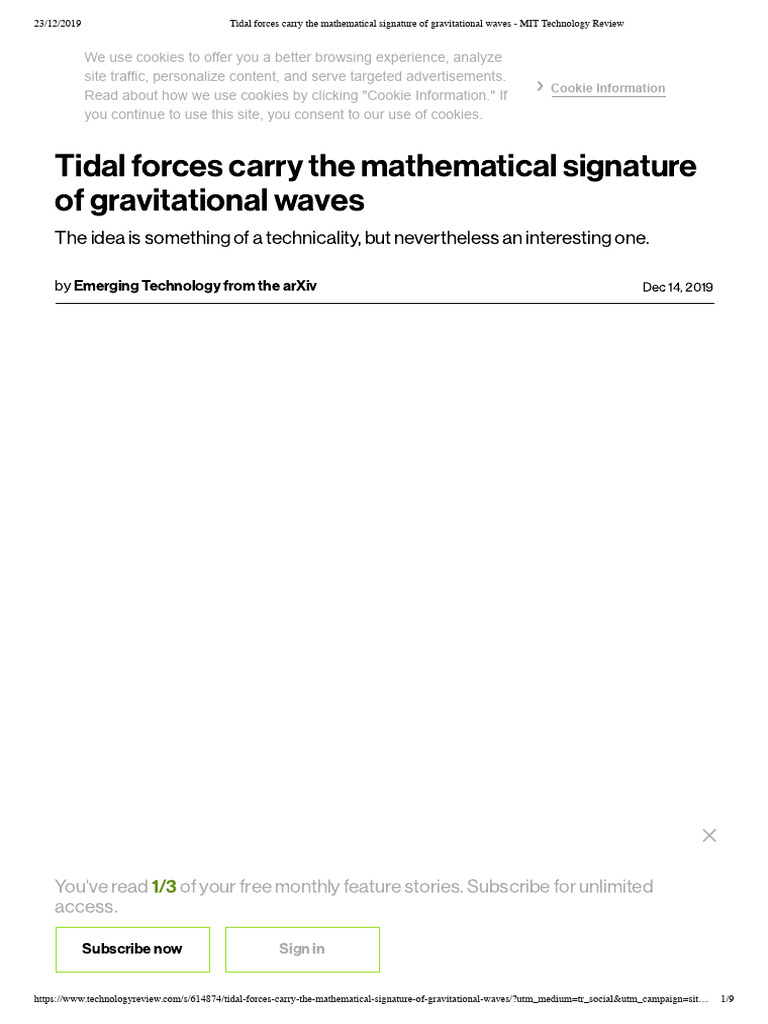 Tidal Forces Carry The Mathematical Signature of Gravitational Waves ...
