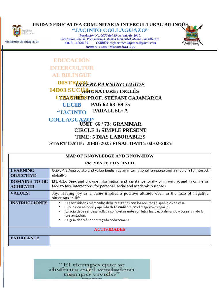 Guia Ingles 9-10 Egb - U4 | PDF | Verbo | Lingüística