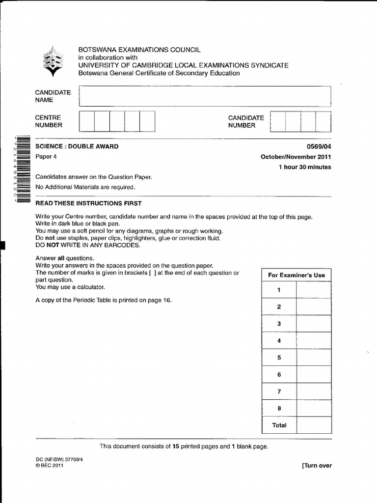 Double Paper 4 2011 | PDF