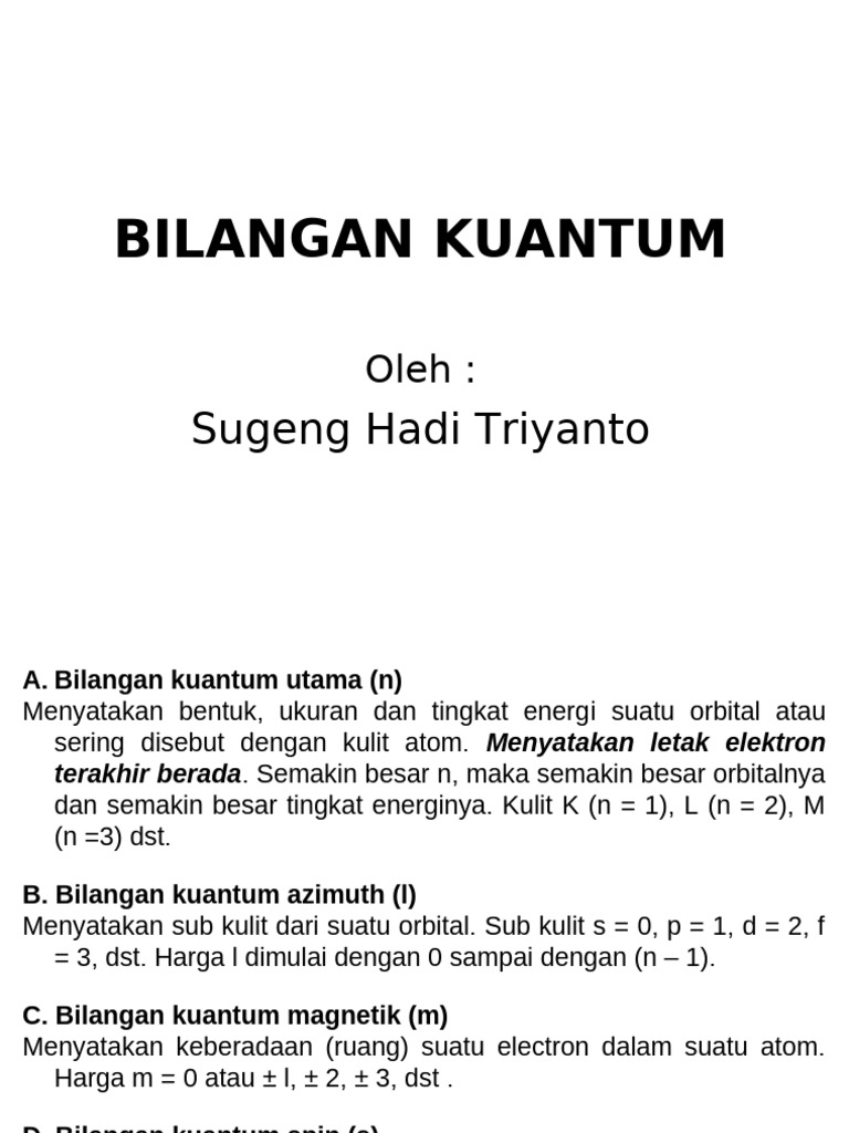 Pemahaman Bilangan Kuantum dalam Atom | PDF