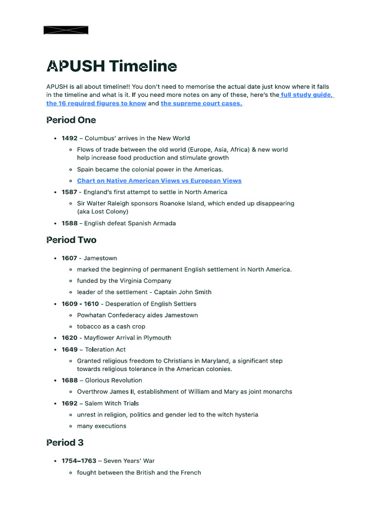 APUSH Timeline | PDF