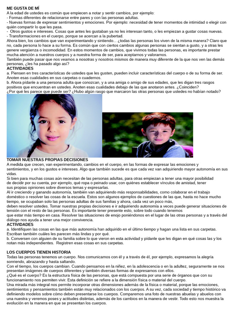 Cuidar Mi Cuerpo y La Salud | PDF | La sexualidad humana | Adolescencia