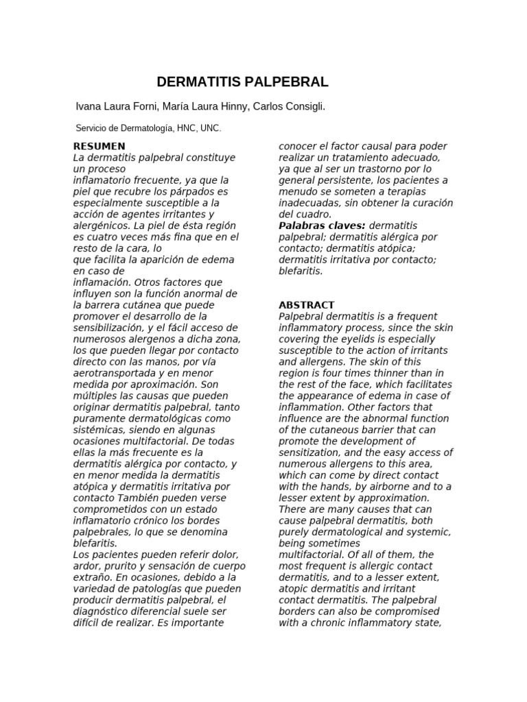 Causas y Tratamiento de Dermatitis Palpebral | PDF | Piel | Dermatología