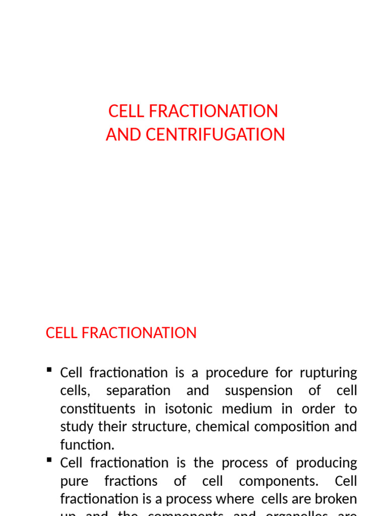 Cell Fractionation via Centrifugation | PDF | Centrifugation | Lysis