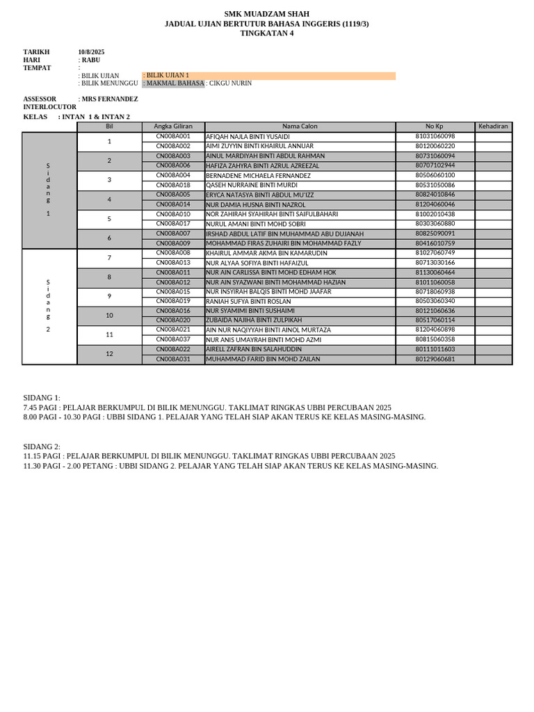 Giliran Ubbi Pasa Form 4 2025 | PDF