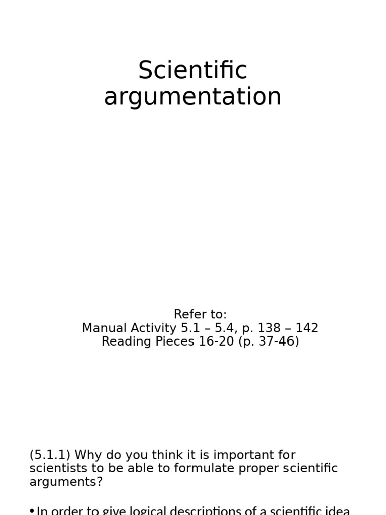 Scientific Argumentation | PDF | Argument | Evidence