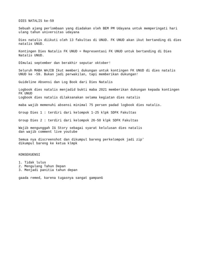 Dukungan MABA di Dies Natalis UNUD 59 | PDF