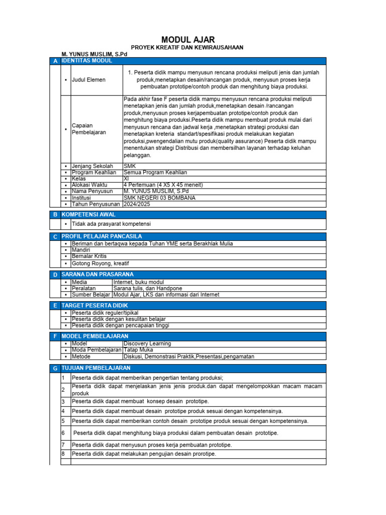 Modul Ajar Mapel PKK XI | PDF