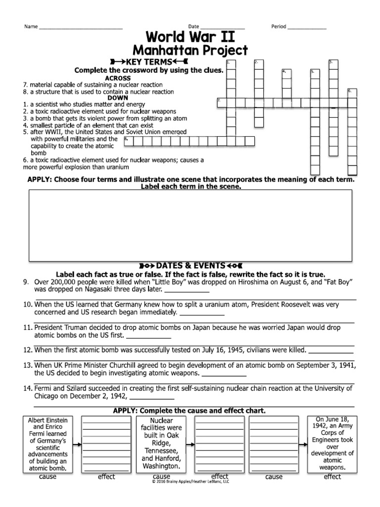 MADELINE CABRERA ALCANTARA - Manhattan Project Cross Word and Fill in ...