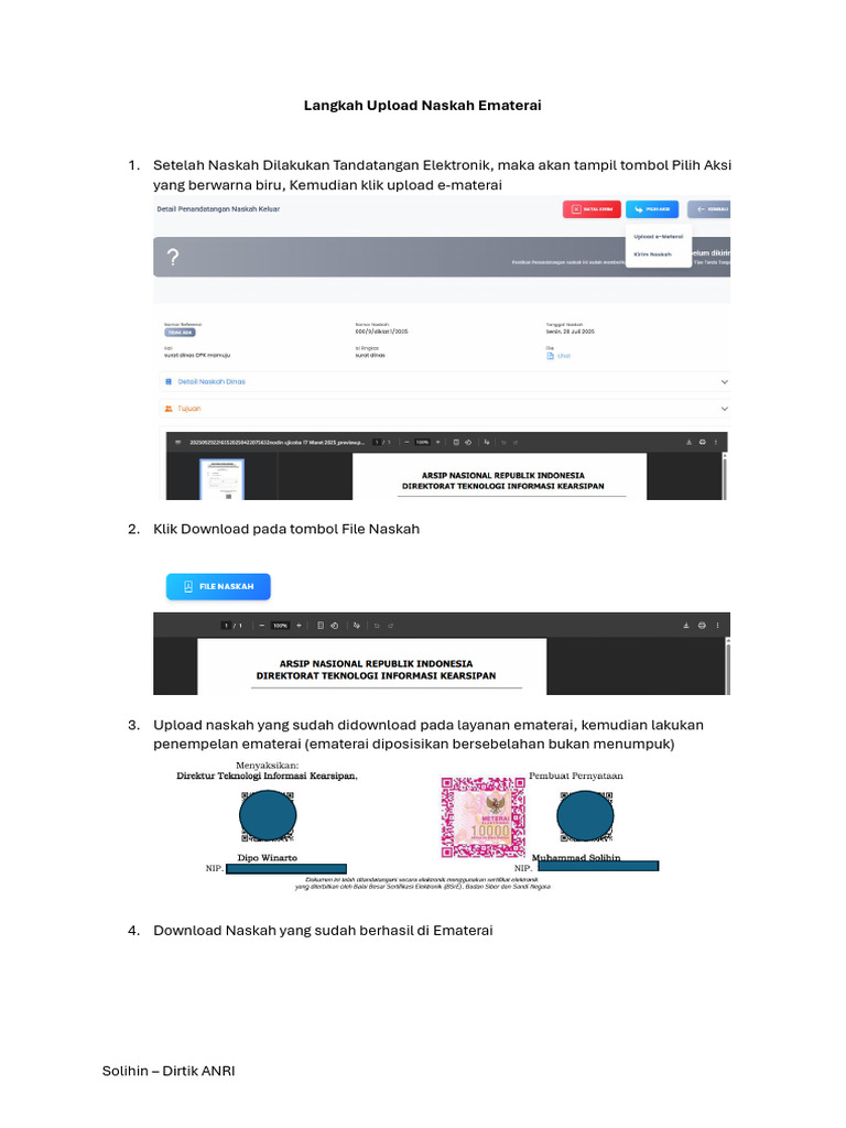 Panduan Upload Naskah Ematerai | PDF