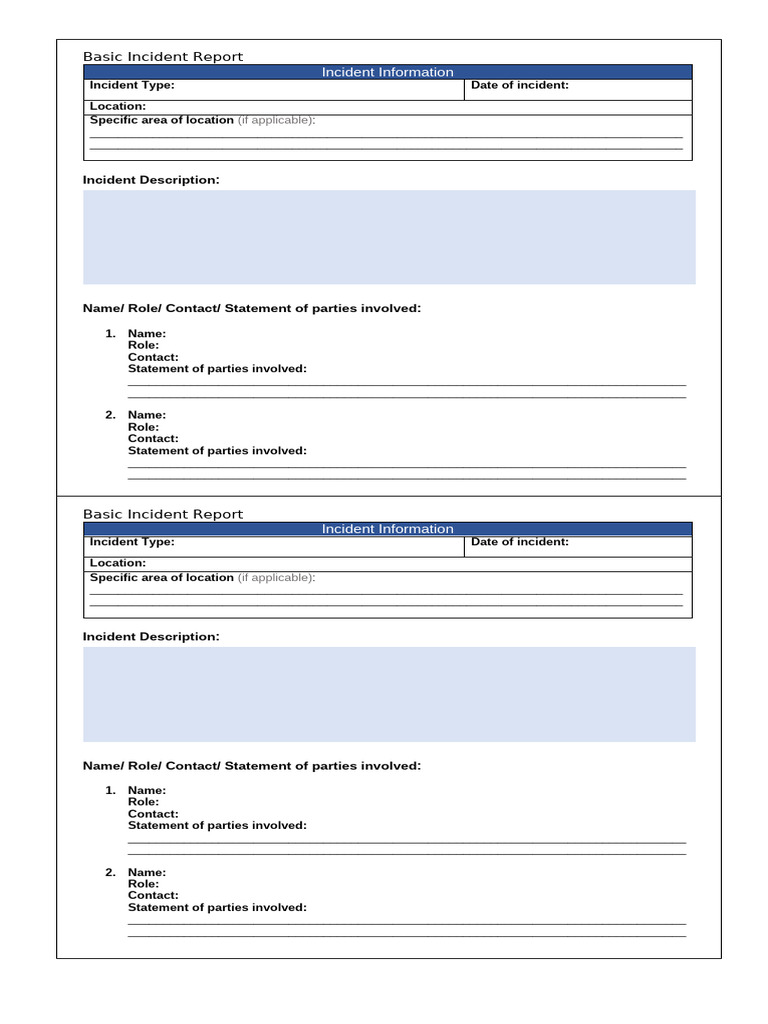 Basic Incident Report Template | PDF