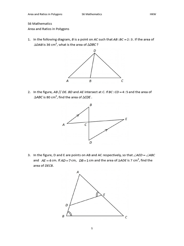 Area and Ratios in Polygons Explained | PDF | Area | Elementary Geometry