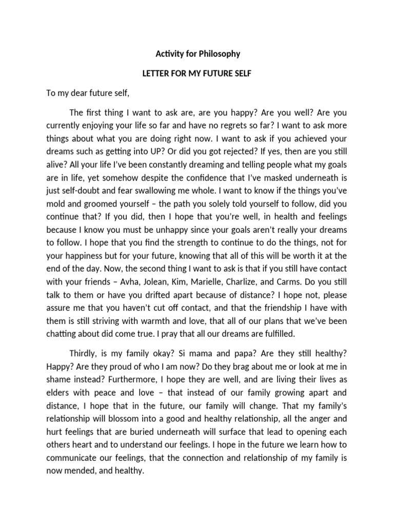 Letter For My Future Self | PDF