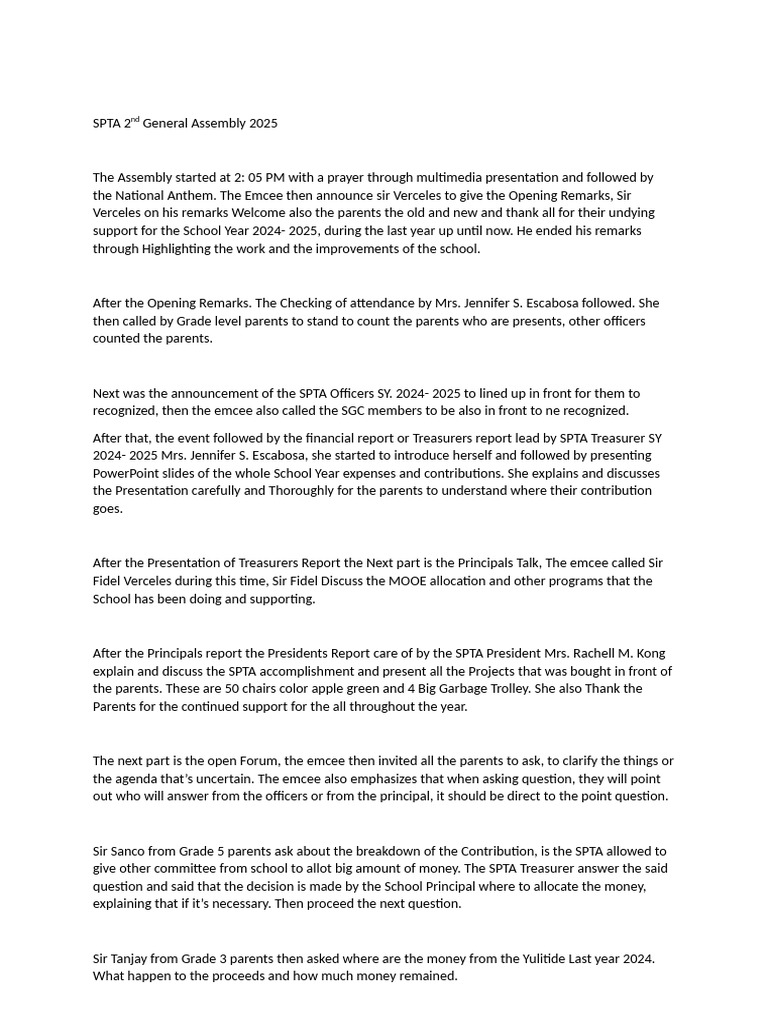 SPTA 2nd General Assembly 2025 | PDF