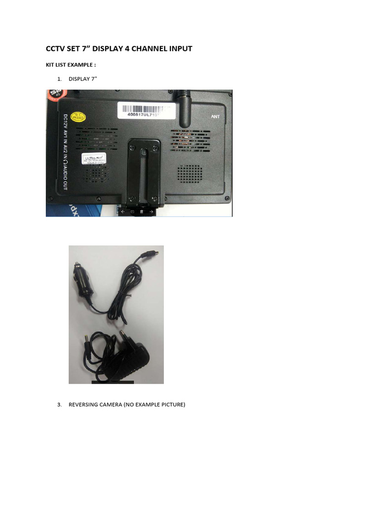 CCTV Set 7" Display 4 Channel Input | PDF