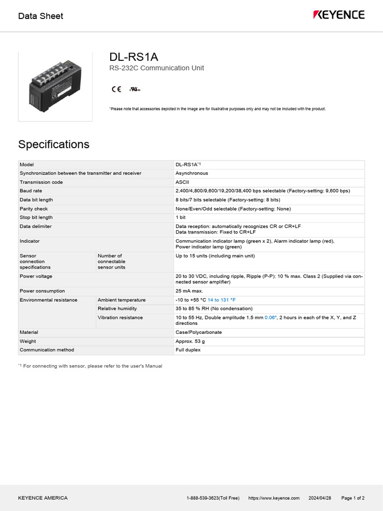 DL-RS1A RS-232C Communication Unit | PDF | Bit Rate | Electrical ...
